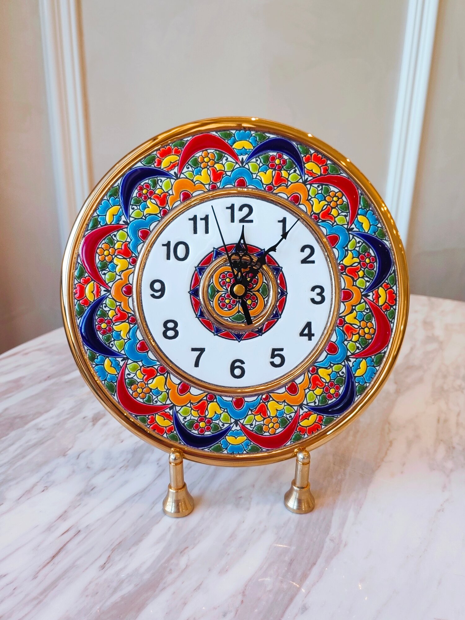 Часы настенные, керамические Cercolon диаметр 21 см, ручная работа испанских мастеров