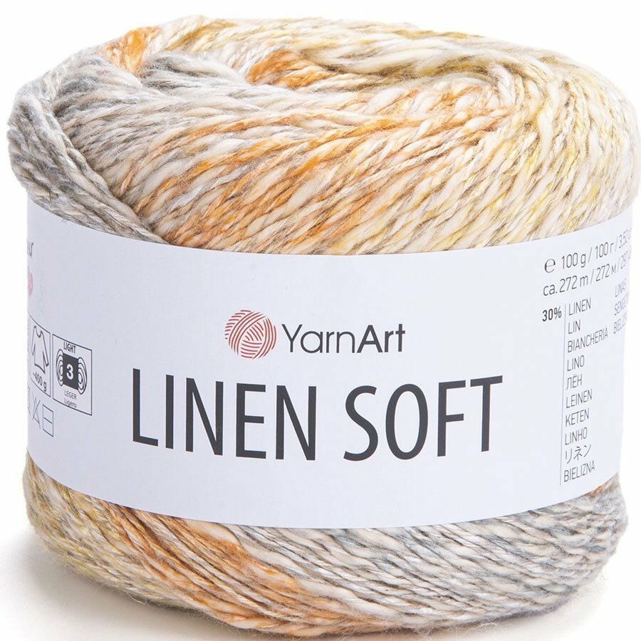 Пряжа Yarnart LINEN SOFT 7403 беж/оранж/лен (4 мотка)