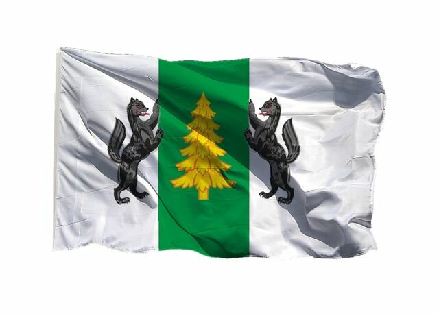 Флаг Лесосибирска на сетке, 100х150 см - для уличного флагштока