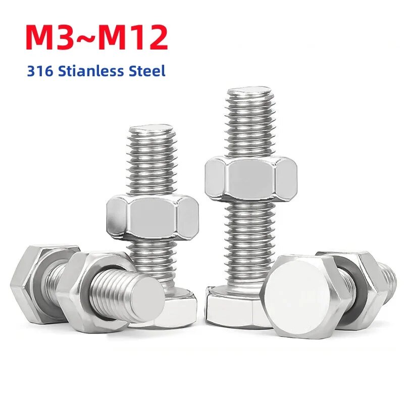 Набор шестигранных болтов и гаек из нержавеющей стали M3-M12 M10-1set, 70mm