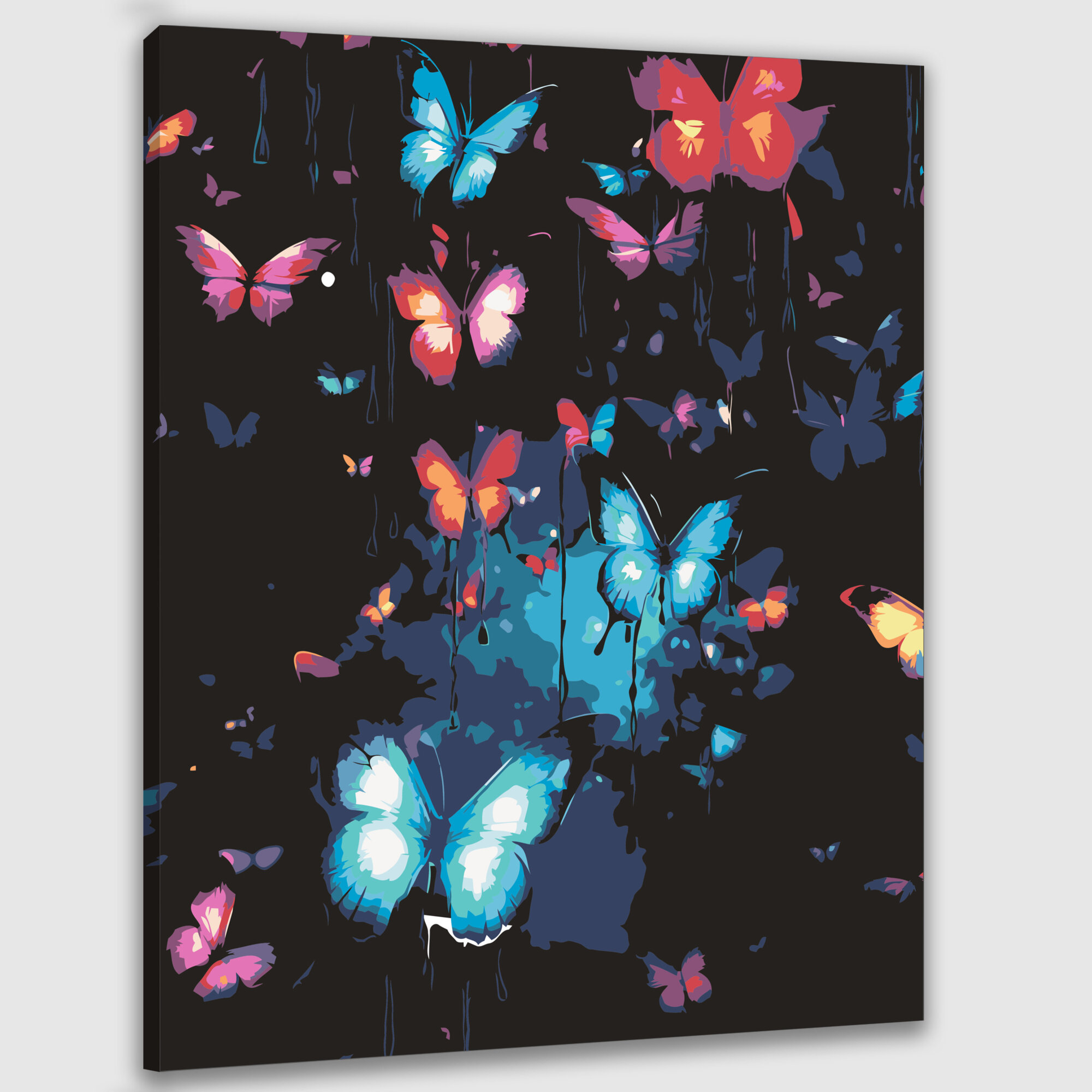 Картина по номерам 40x50 см, картина, цифровое изображение, сцена, калейдоскоп, разноцветные бабочки, небесные просторы