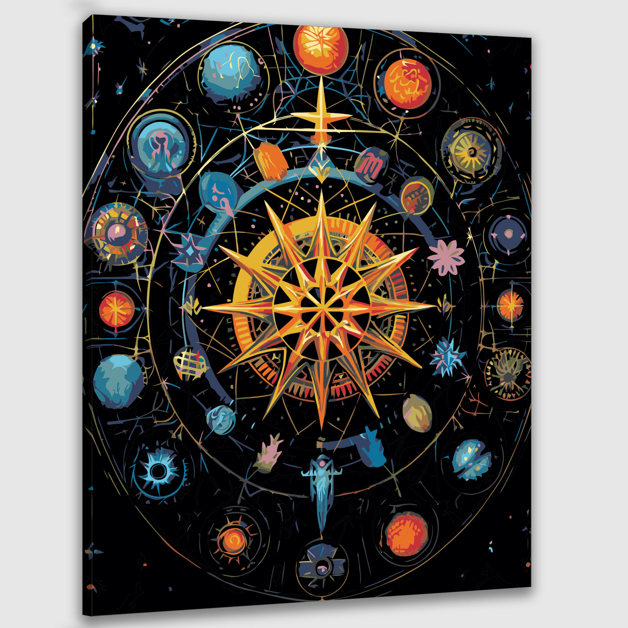 Картина по номерам 40x50 см, картина, увлекательное художествен, смешанная техника, знаки зодиака, мандалы, символы