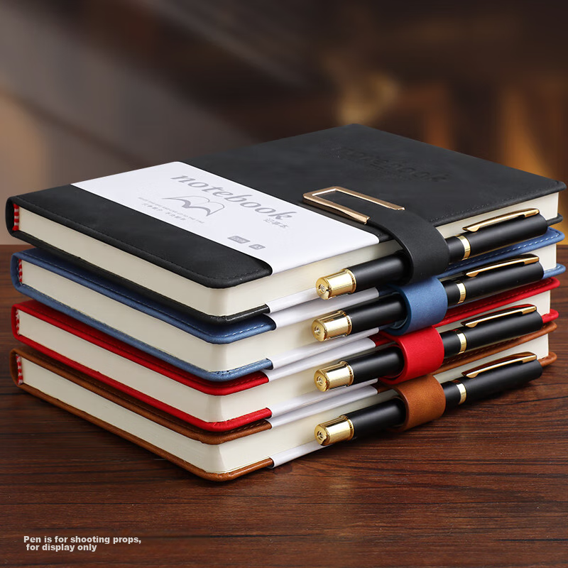 Jiaran Heng Business Skin-Feel Sheepskin Notebook, A5 Size, Thickened with Buckle, Soft Leather Cover, Journal, Stationery, High-Quality Work Diary, Meeting Record Book, Black