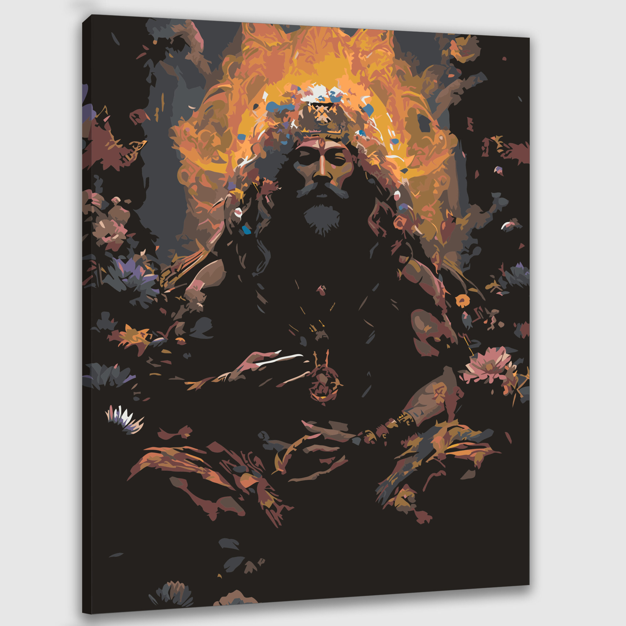 Картина по номерам 40x50 см, цифровая картина, шаман, цветы, секреты, мудрость, церемониальные одеяния