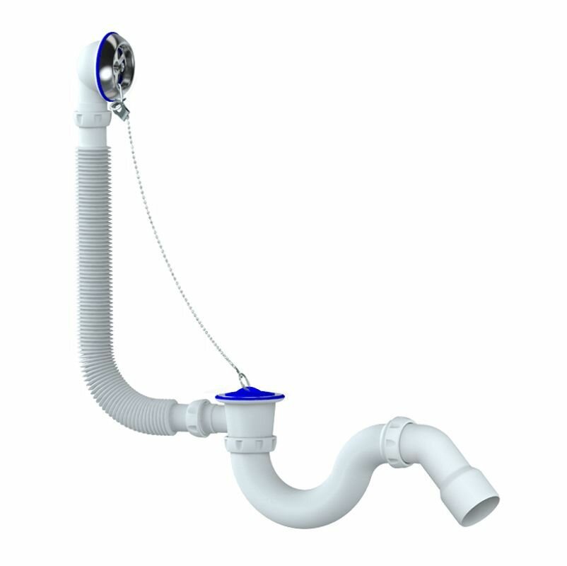 Ифон для ванны и глубокого поддона прямоточный с переливом с отводом 40х40/50 45гр, Unicorn S33