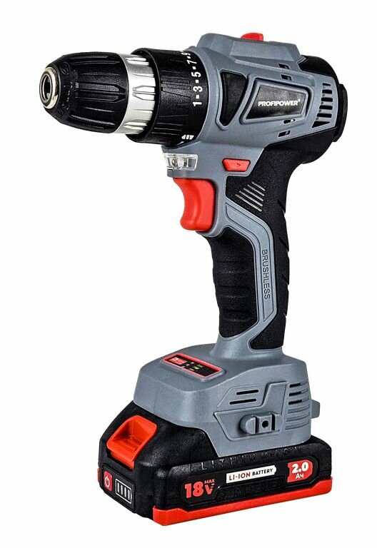 Аккумуляторный бесщеточный шуруповерт ProfiPower MKBL-18BT (Li-ion-2шт, 18В-2.0Ач, З/У, 0,8-10мм, 40Нм, кейс)