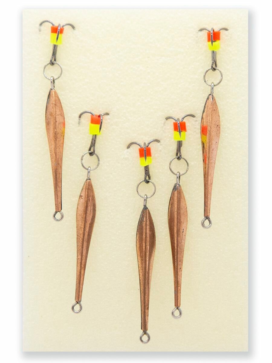 Набор зимних вертикальных блесен Маропетка 40мм, 2,7гр медь-никель (5шт)