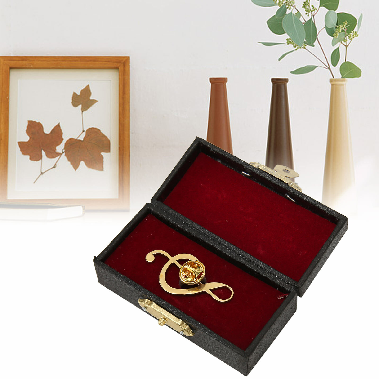 Брошь «Музыкальная нота» золотого цвета, металлическая изысканная гладкая нагрудная шпилька с имитацией ноты с коробкой для хранения для украшения