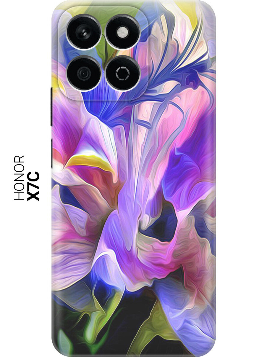 Силиконовый чехол на Honor X7C с принтом "Цветочная абстракция"