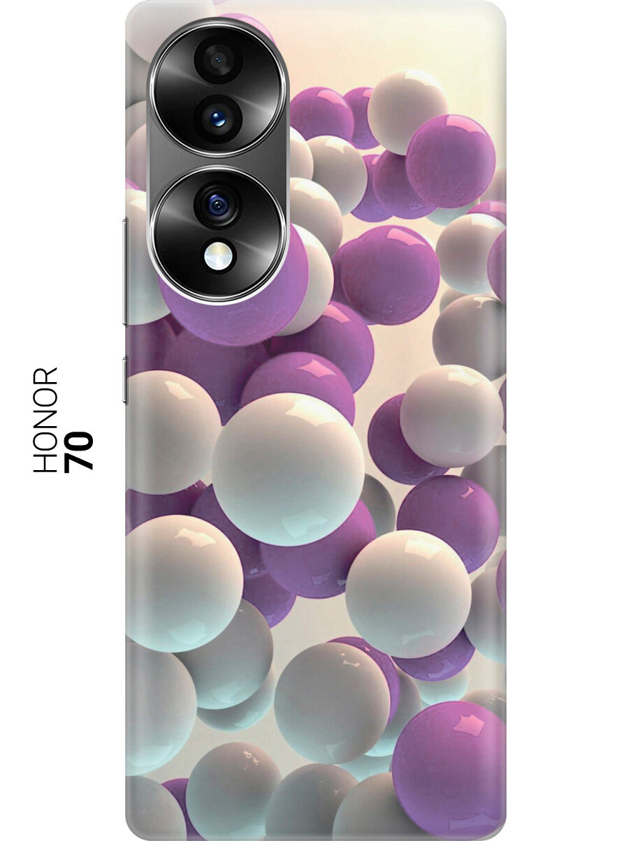 Силиконовый чехол на Honor 70, Хонор 70 с принтом "Белые и сиреневые шары"