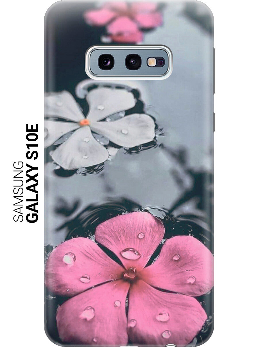 Силиконовый чехол на Samsung Galaxy S10e, Самсунг С10е с принтом "Фиалки в воде"