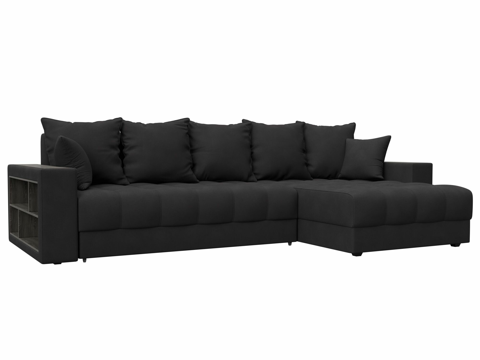 Диван угловой с декором и полкой Нола НПБ, Замша