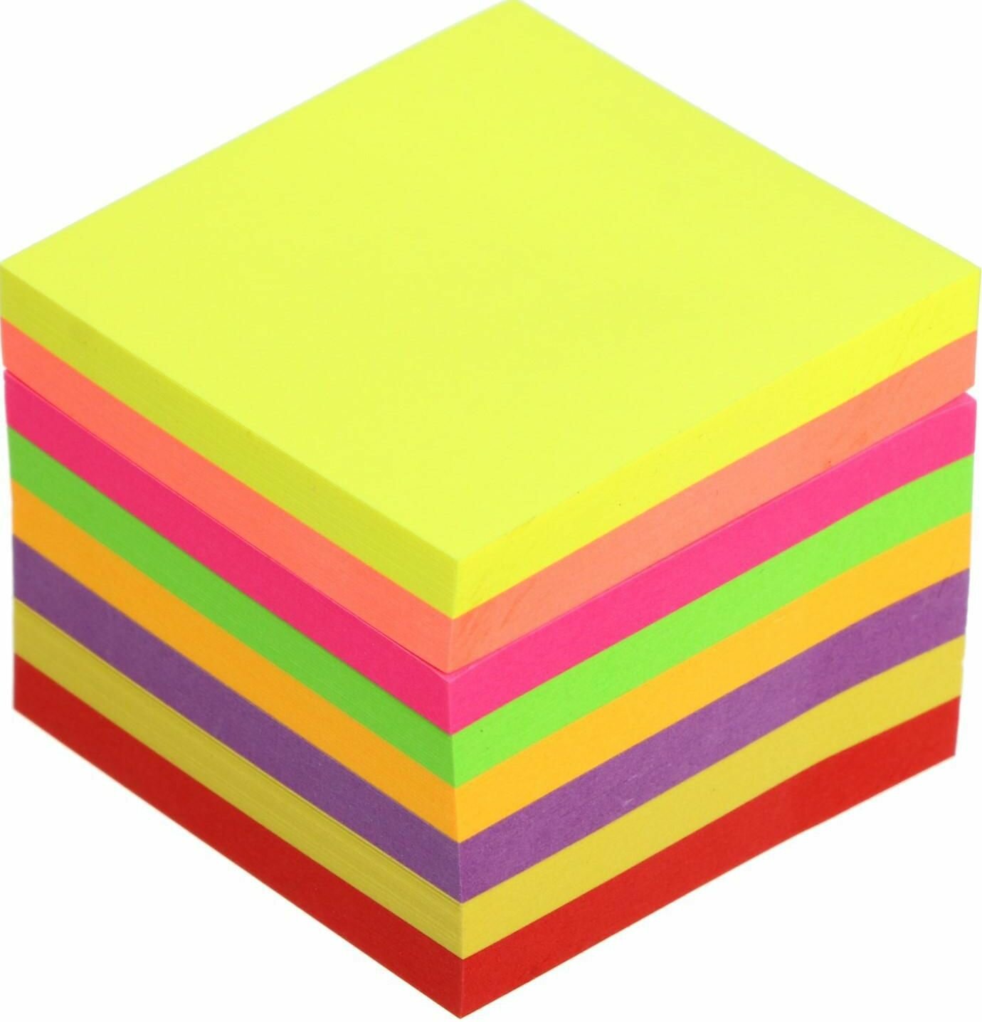 Блок разноцветной бумаги для записей с клеевым краем, стикер самоклеюшийся с отрывными листами, клейкая бумага для заметок, 8 цветов флуоресцентных, 51 мм х 51 мм, 400 листов