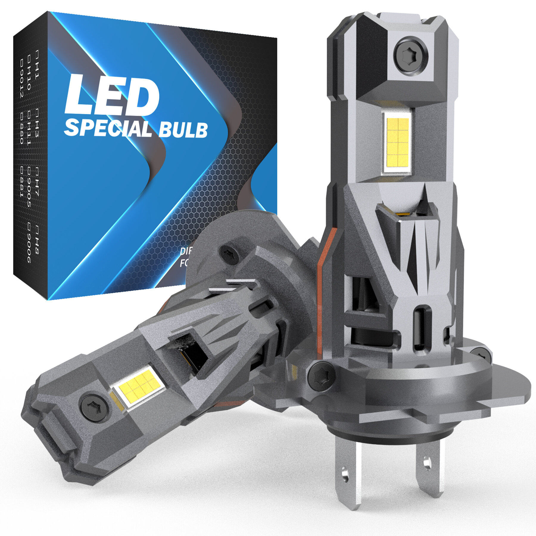 Лампочка светодиодного фары H7, 100W 20000LM 600% яркость 6500K H7, комплект для замены галогенных ламп,2шт