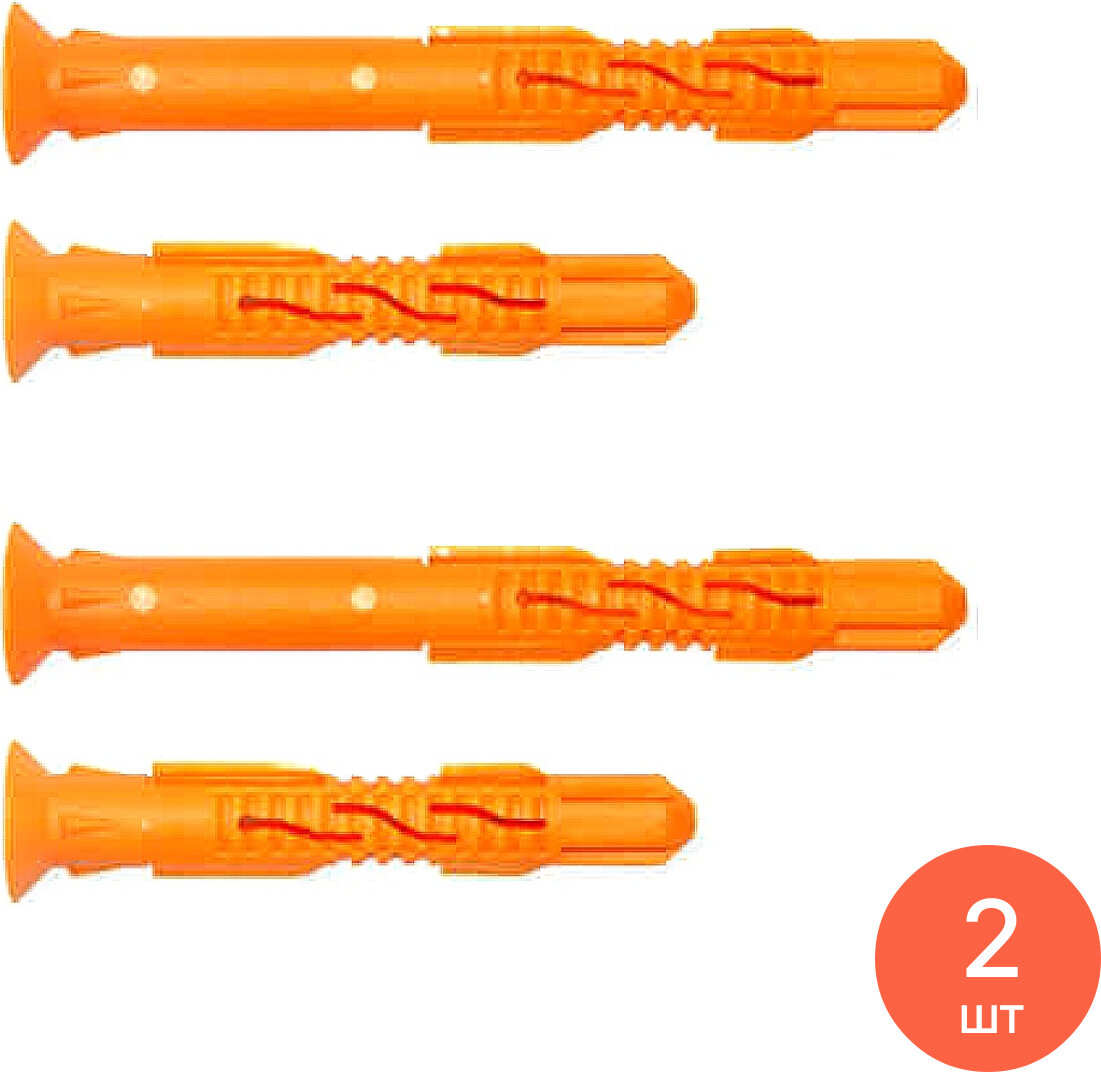 Дюбель РосДюбель рамный, пластиковый, оранжевый, 14×100мм, 50шт. / крепеж и фурнитура (комплект из 2 шт)
