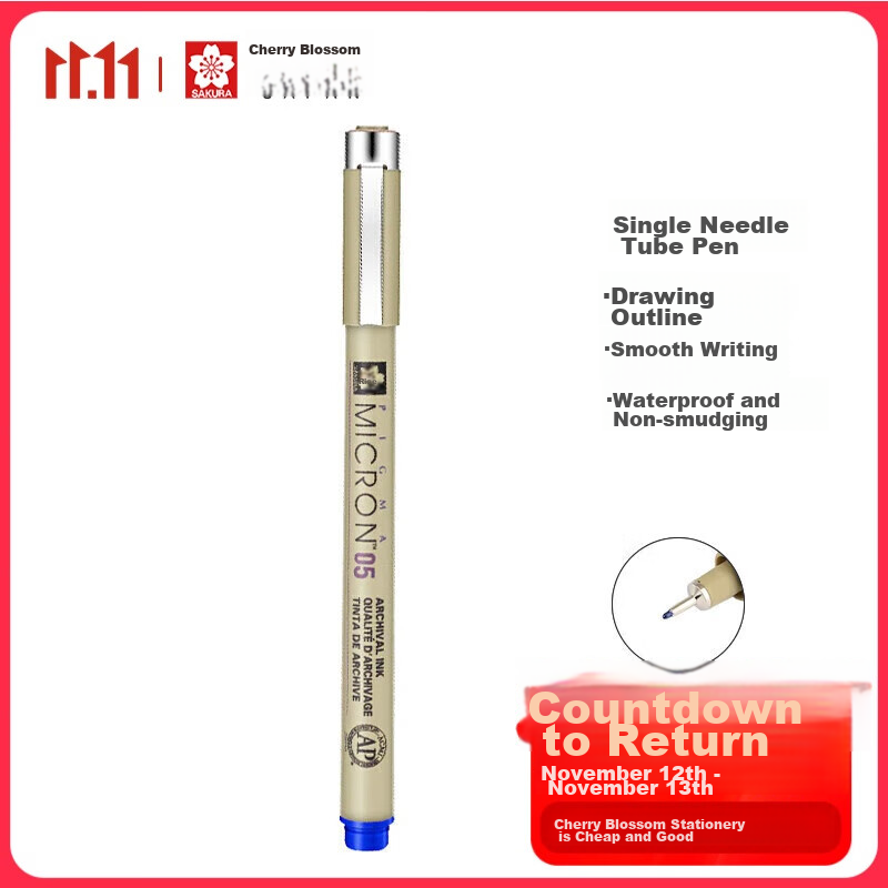 SAKURA Colored Needle-Tip Pen, Line Drawing Pen, No. 05 0.45mm (Blue), Imported from Japan, Signature Pen, Drawing Pen, Student And Children's Art Drawing, Outlining, Hand-Drawn Design