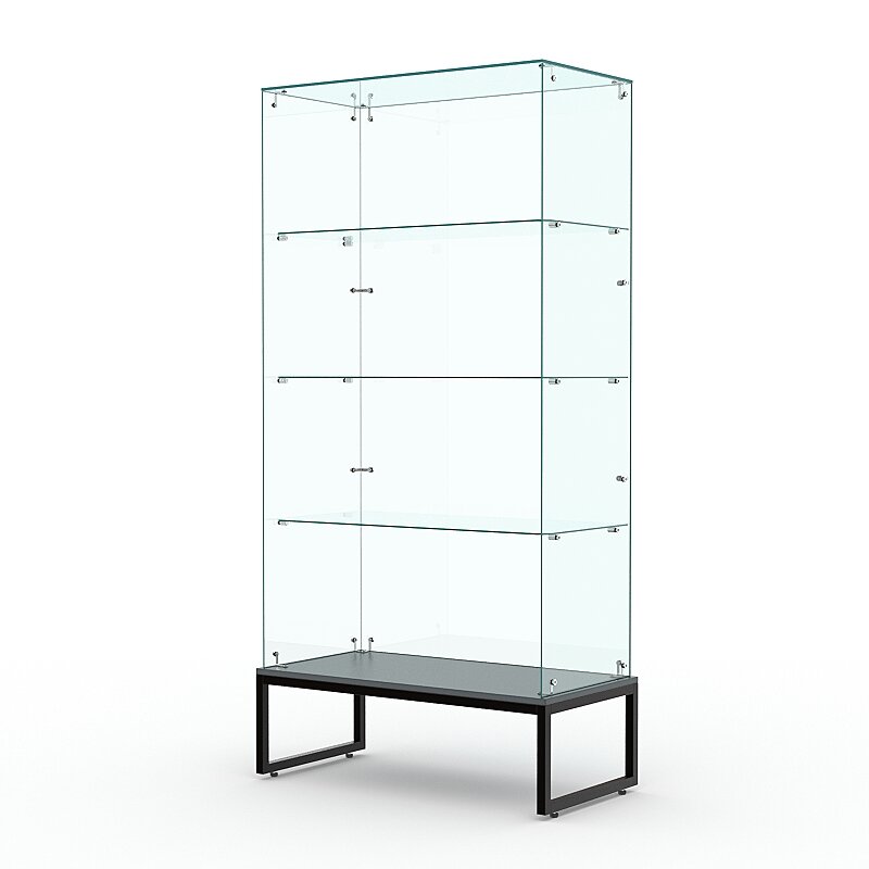 Витрина стеклянная "лофт стиль подиум" №109 (без дверок, задняя стенка - стекло), Темно-Серый