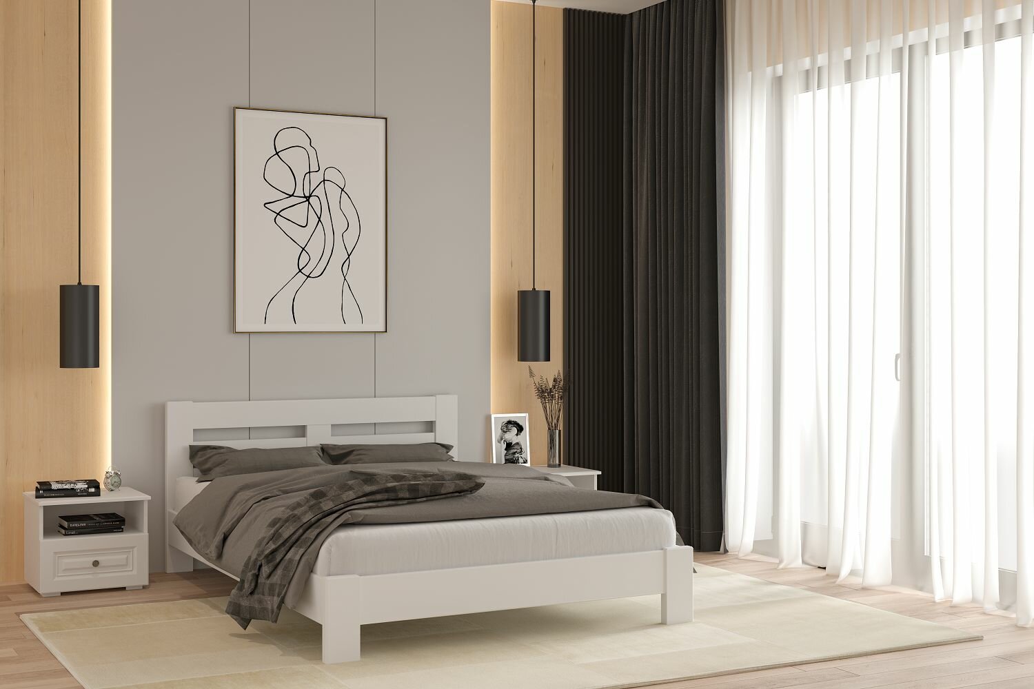 Тора Кровать Белый 140х200