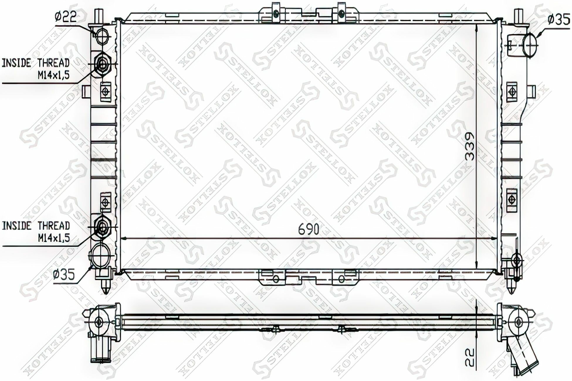 Радиатор охлаждения двигателя для Мазда 626 4 10-25858-SX STELLOX