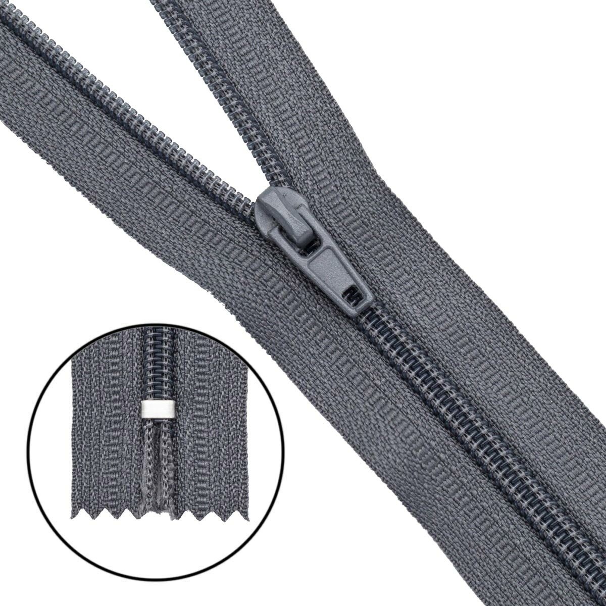 Молния неразъемная брючная Т4 20см, автомат (F312 темно-серый), 10 шт
