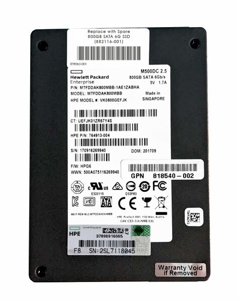 Жесткий диск HP 882116-001 800Gb SATAIII 2,5" SSD