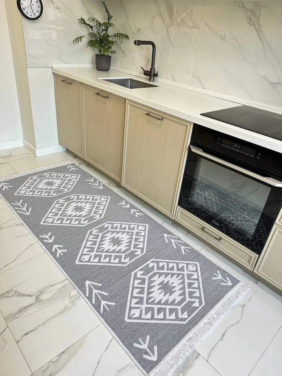 Ковровая дорожка 80х200 см Green Carpet, двусторонний безворсовый килим, Турция