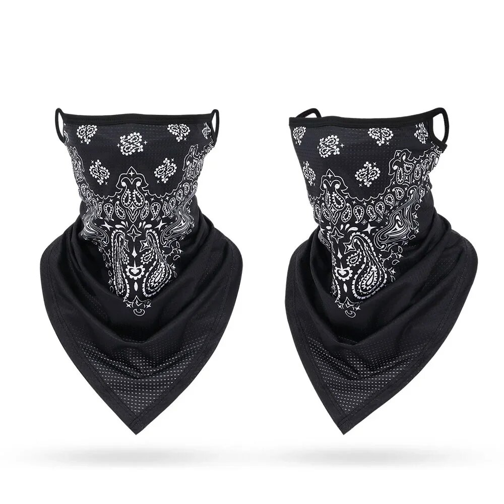 Многофункциональная Бандана с петлями для ушей, черная и белая маска, дышащая, для езды Черный, S05