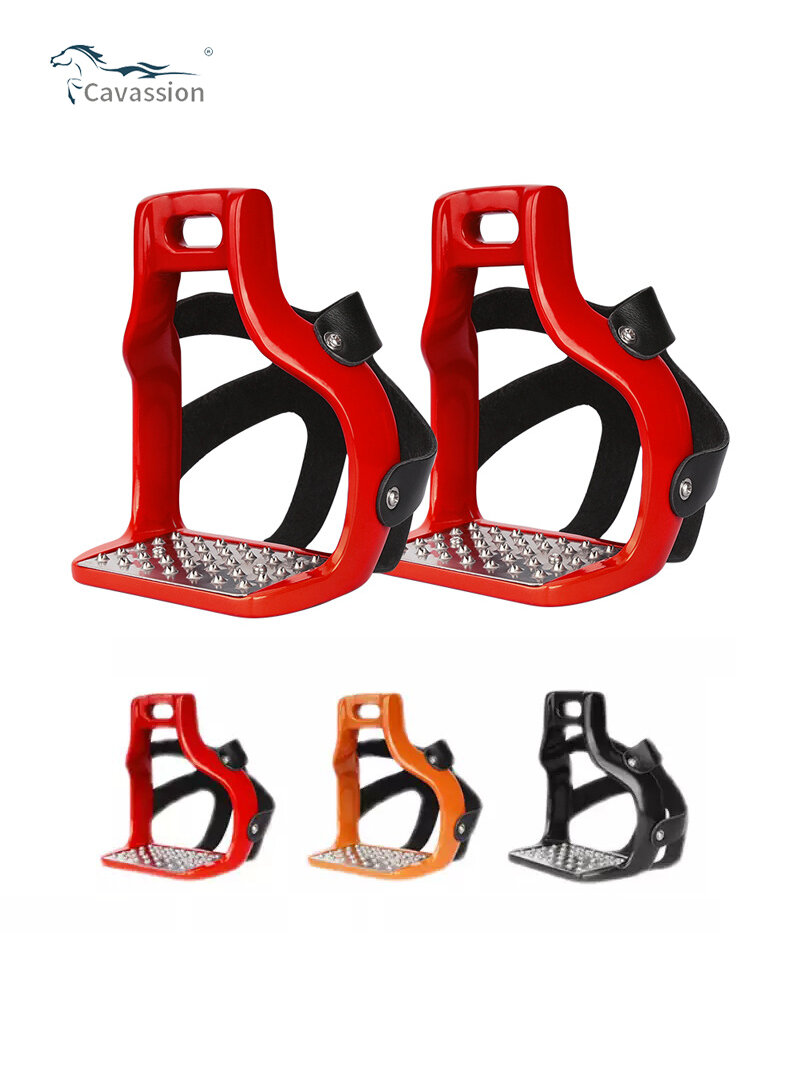 Стремена Cavassion, сталь, для взрослых, универсальные, красные