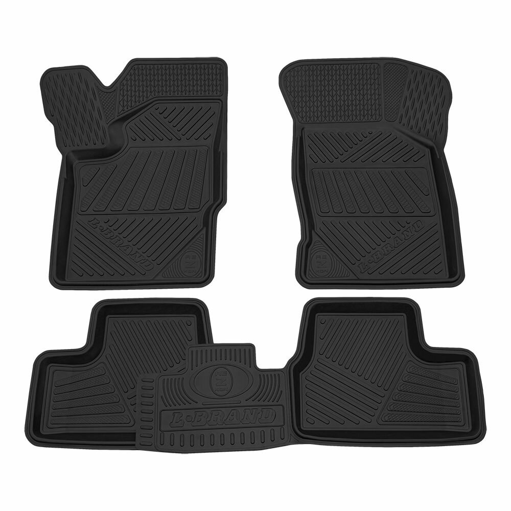 Коврики для салона "Rezkon" резиновые LADA Kalina Brand (2004-2018) (Борт 4см)