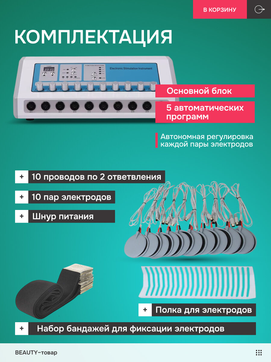 Аппарат миостимуляции Incentivo B-400 (10 каналов, 20 электродов)