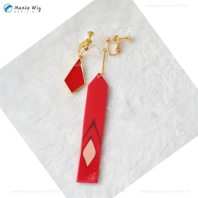 Манле Кос Лезвие Косплей Парик Темно-синий градиент Темно-красный Красный, Ear Clip Only