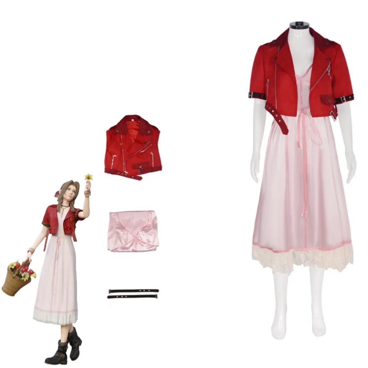 Косплей костюм Aerith Gainsborough Final Fantasy VII Remake L, suit