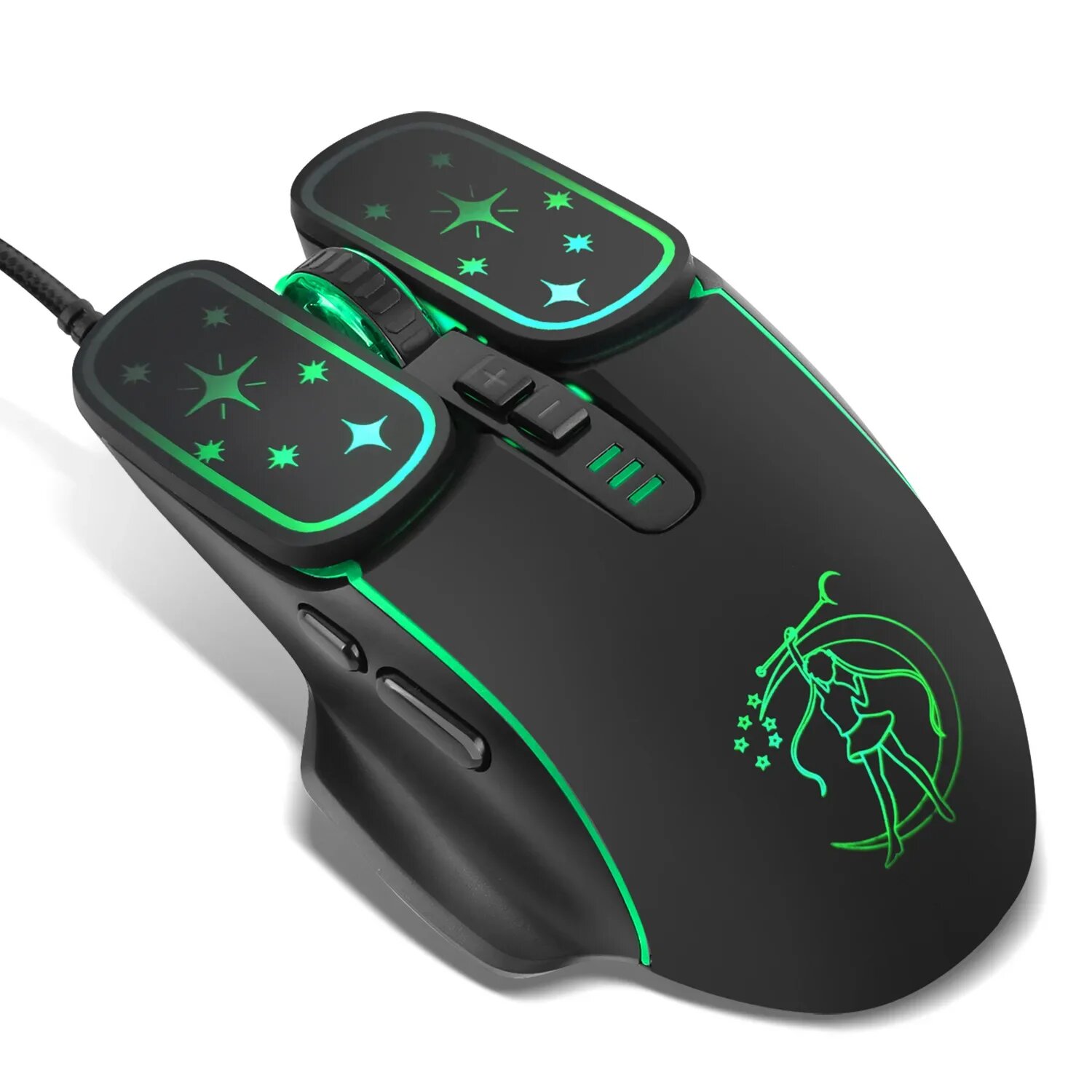 Игровая оптическая мышь RGB Star богиня 7200 точек/дюйм для Windows и Mac Lenovo U-Mouse, black
