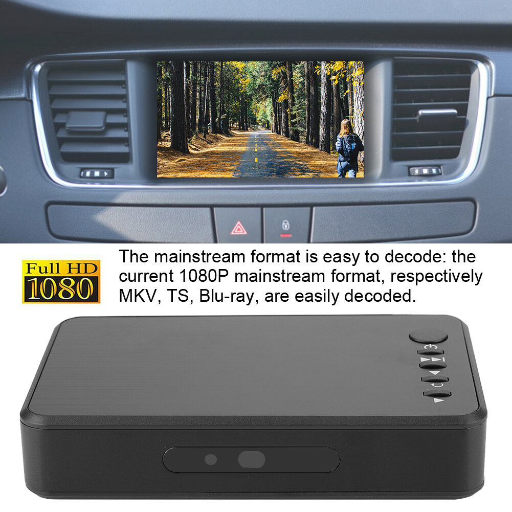 1080P 4K Mini HDMI Медиа Аудио Видео Рекламный Плеер Жесткий Диск Плеер с форматами видео MKV AVI TS M2TS MOV VOB RM RMVB FLV F4V MP4 WMV 3GP Blu-ray, разрешением 1920*1080P, форматами изображений JPG BMP PNG GIF TIFF, аудиоформатами APE PCM DTS AC3 MP3
