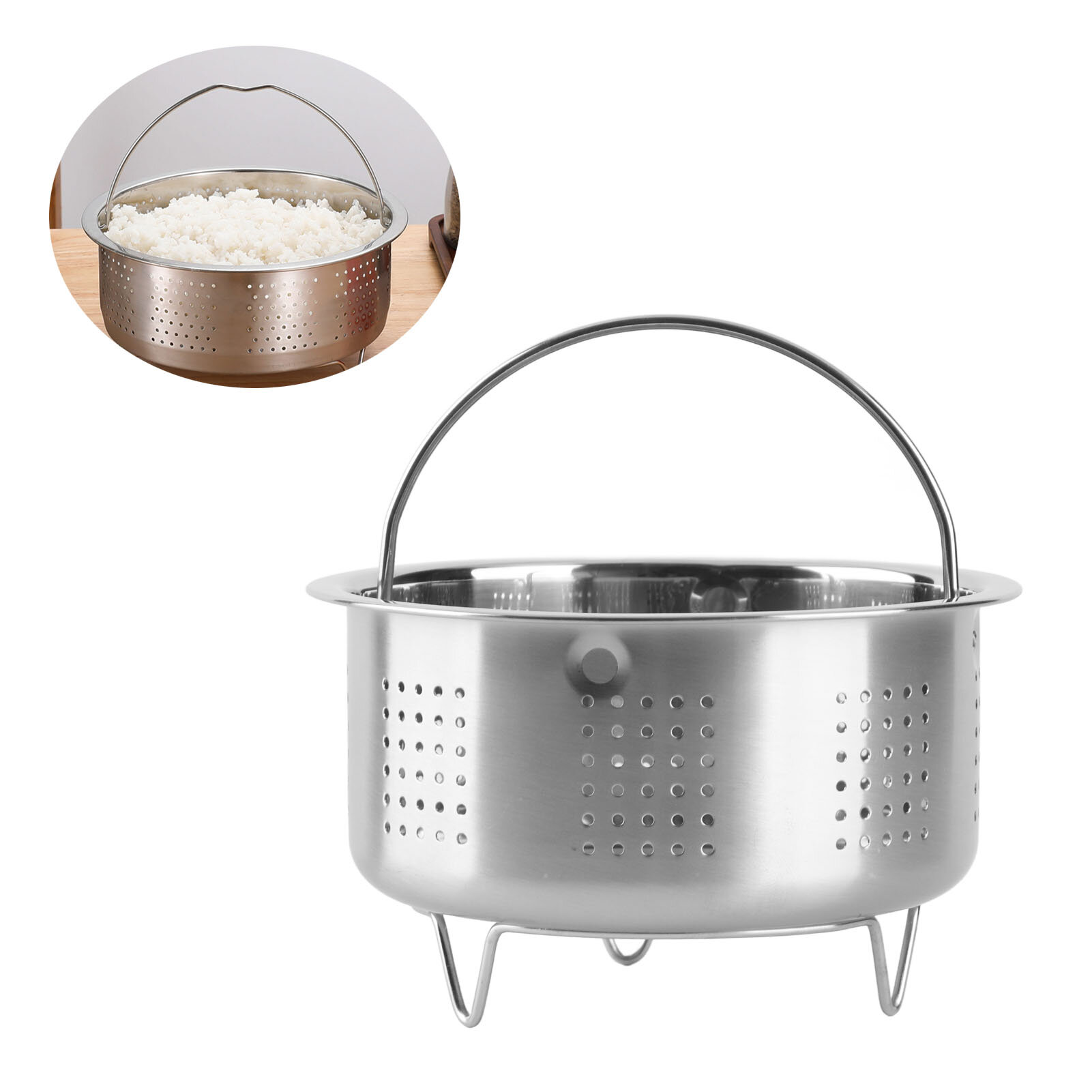 Корзина для пароварки из нержавеющей стали с ручкой, вставка для рисоварки для удаления сахара, решетка для пароварки продуктов, яиц, овощей, фруктов, 16,5 см/6,5 дюймов, 1 шт.