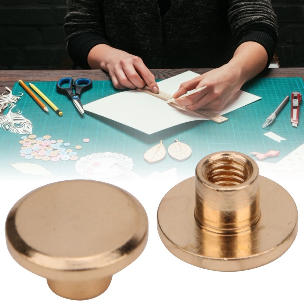 20 Набор Бронзовых Риветов для Связки Дневников Соединительных Винтов Ремней для Биндинга Тетрадей Штудсов Золотого Цвета Размер 5мм Содержит 20 Ривета и 20 Винта