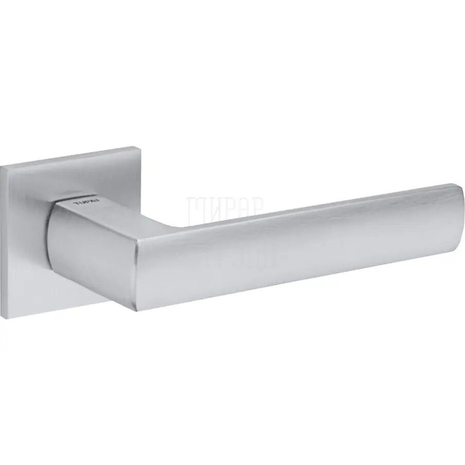 Дверная ручка на прямоугольной розетке Tupai 4161 5S Q (на тонком основании 5 мм) матовый хром