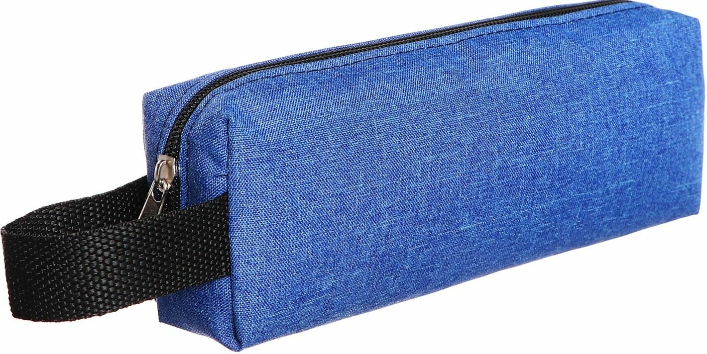 Пенал-косметичка Calligrata на молнии, школьный чехол без наполнения, органайзер для карандашей и ручек, синий
