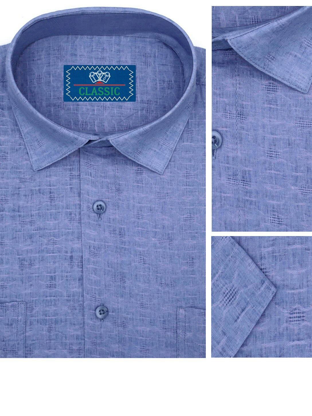 Рубашка прямая классическая с коротким рукавом мужская рубашка, светлая сорочка, на пуговицах, рубаха на любой сезон, голубая однотонная, с карманами, летняя рубашка