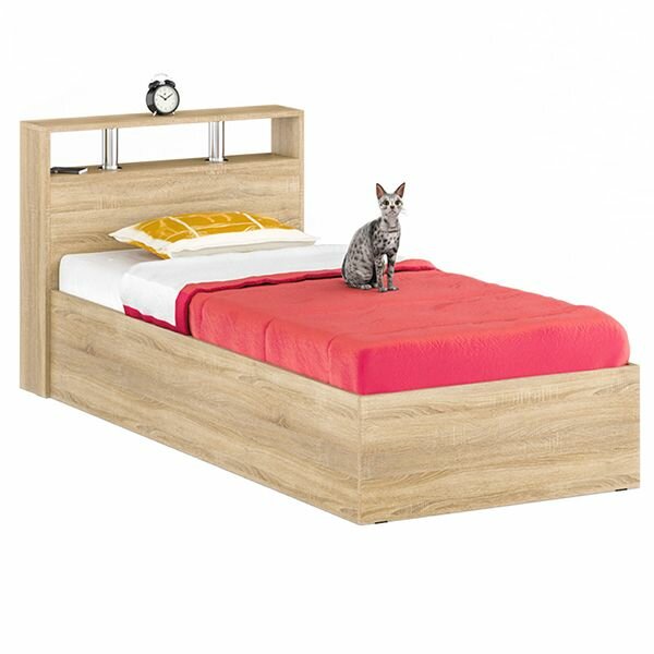 Кровать СВК Камелия 0900 Дуб Сонома Размеры: Высота 782мм Глубина 2170мм Ширина 935мм