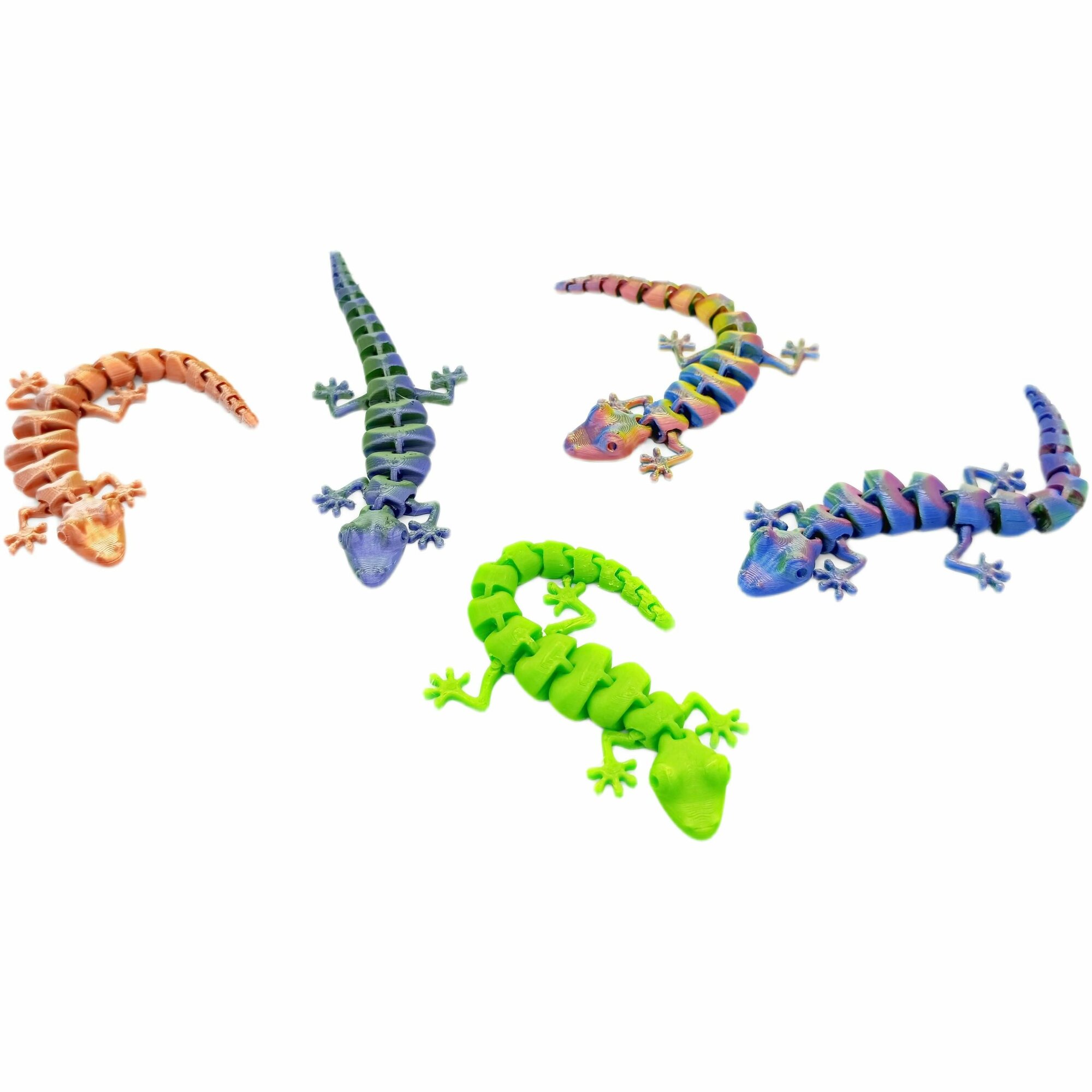 Набор игрушек "Ящерицы-Антистресс", пластик, 3D печать, 5шт, разноцветные