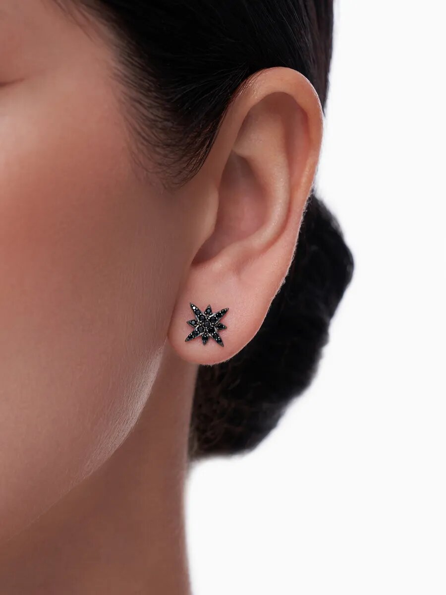 Серьги пусеты, серебро, 925 проба, золочение, фианит