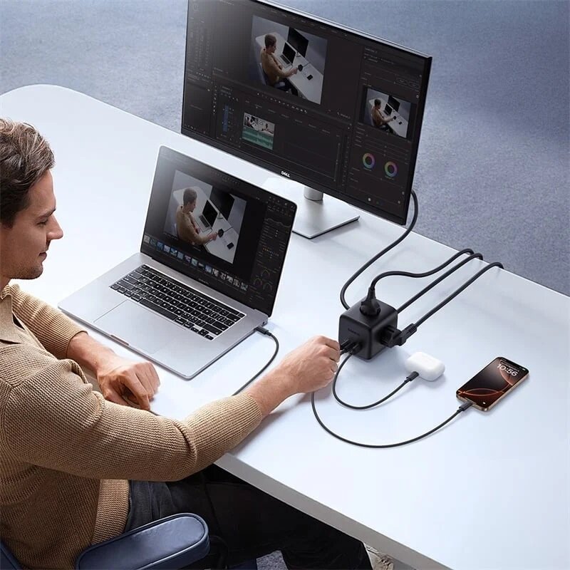 Сетевой фильтр-удлинитель 1,5 М, Baseus FA11,67Вт, 3 Евро-розетки, 3 USB (E00082100123-00)