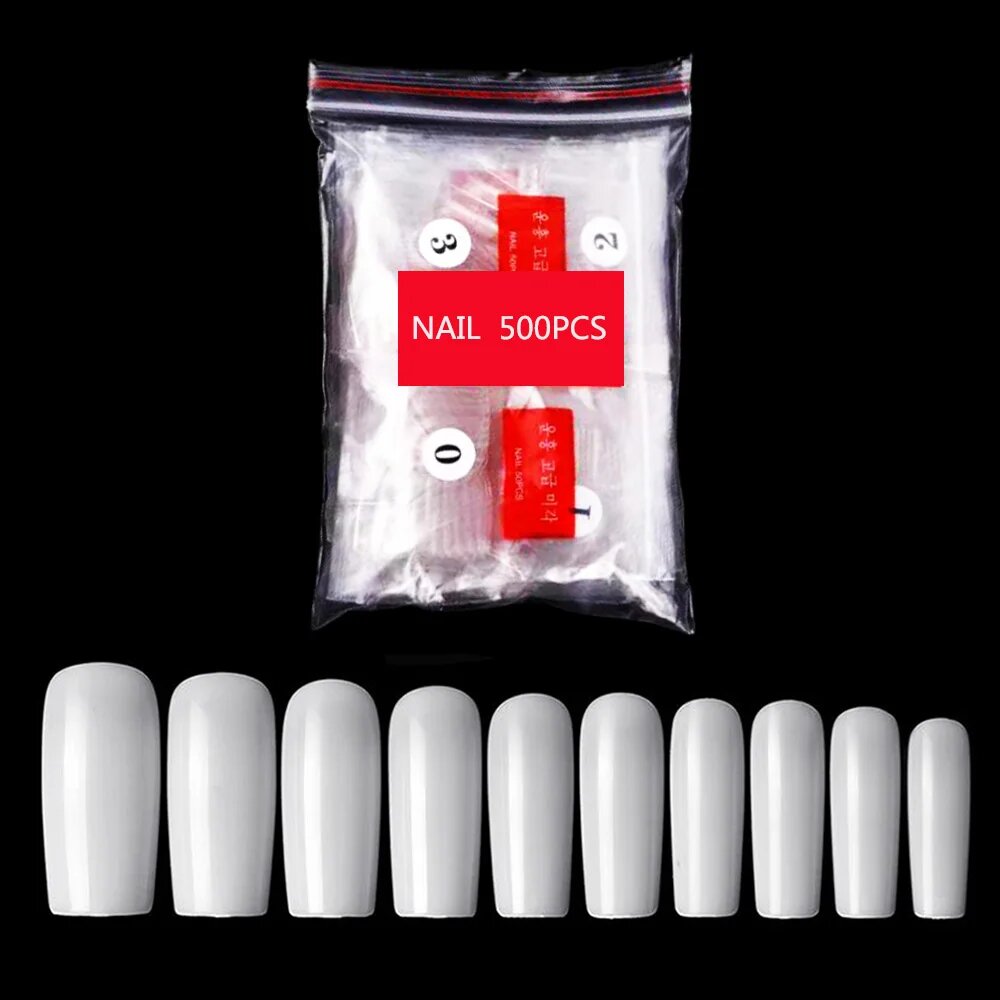 Накладные ногти Zengtaolke прозрачные квадратные 500 шт. 925-500-N