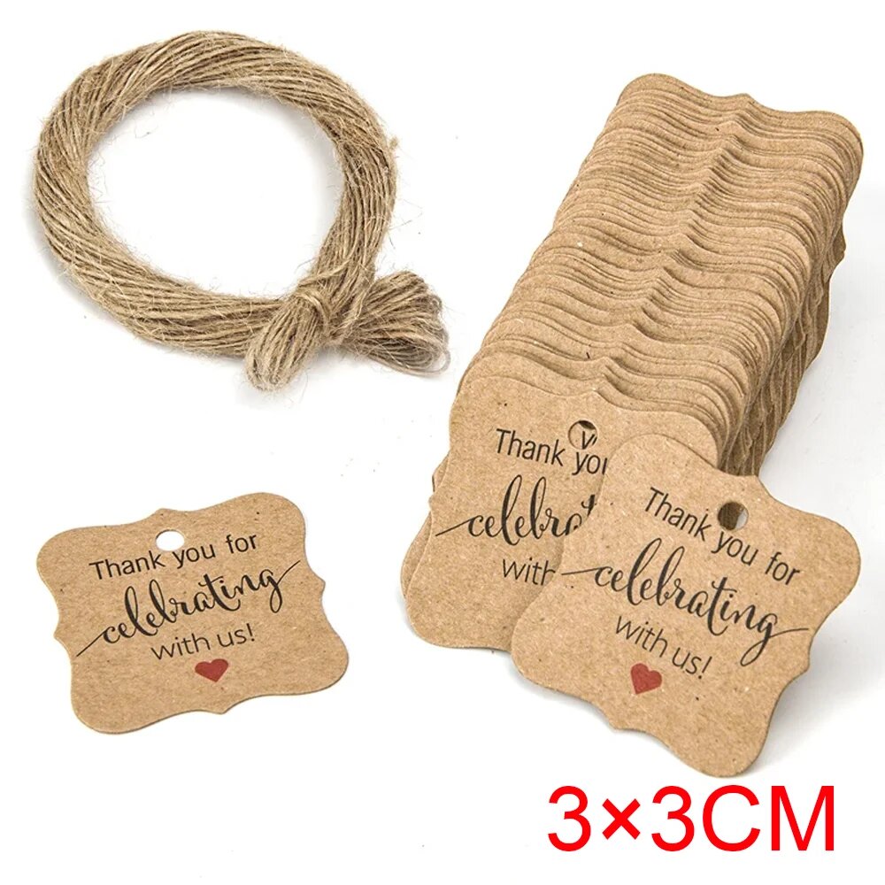 Подарочные бирки из крафт-бумаги, 100 шт. Бежевый, J-100pcs