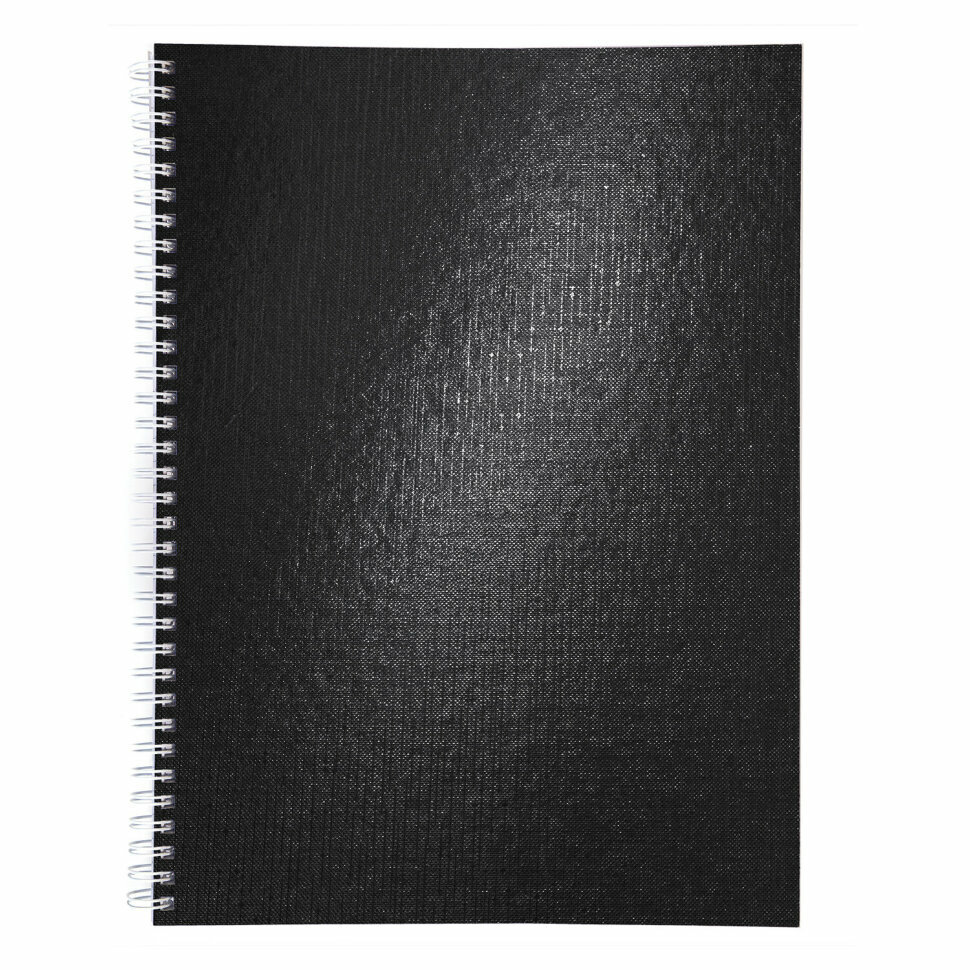 Тетрадь бумвинил А4 96 л, гребень, офсет №1, клетка, "черная Metallic", HATBER, 077202, 96Т4бвВ1гр, 405486