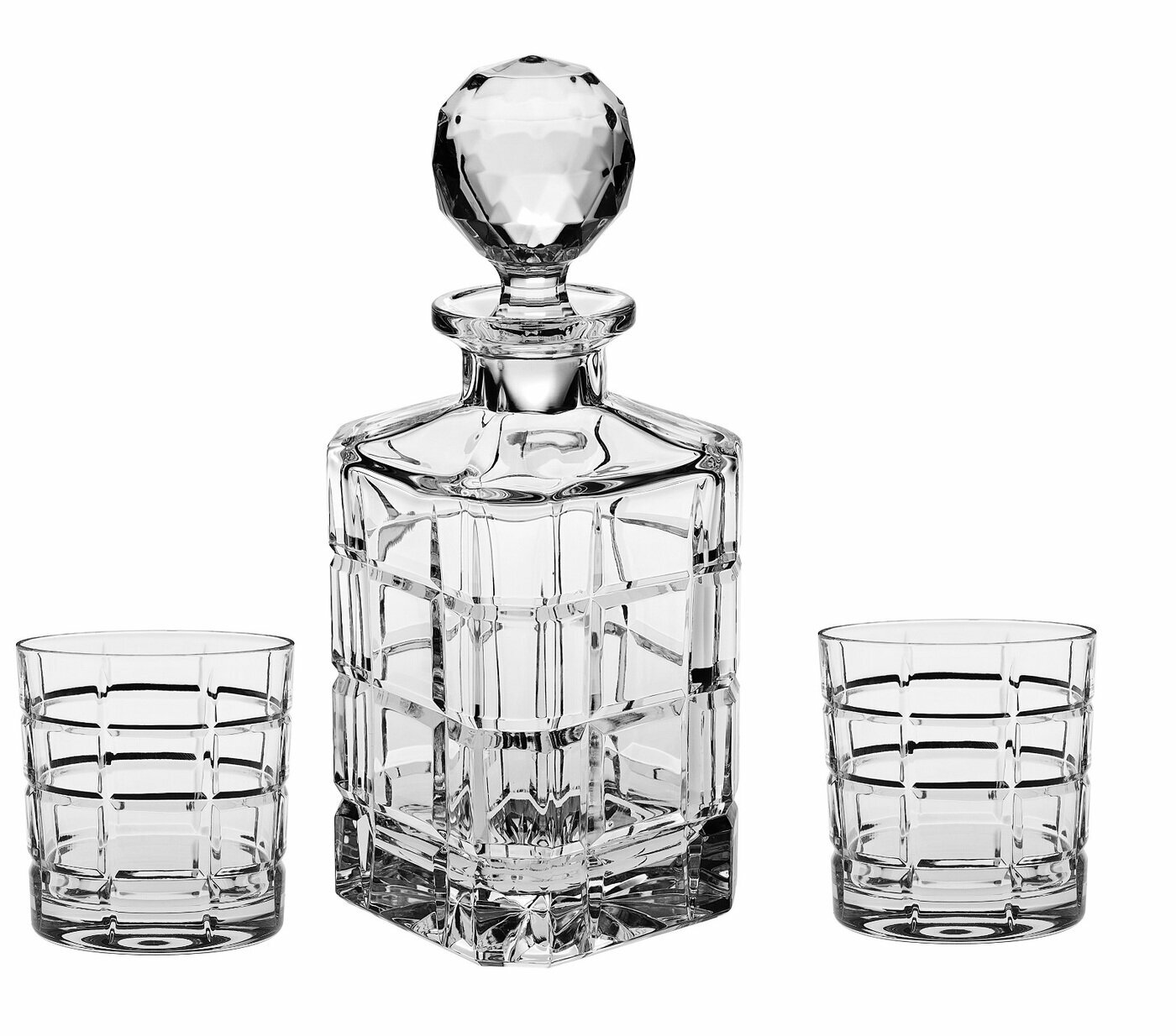 Набор для виски "TIMESQUARE": 1 штоф 800 мл + 2 стакана 320 мл, хрусталь, Crystal Bohemia/ БПХ963