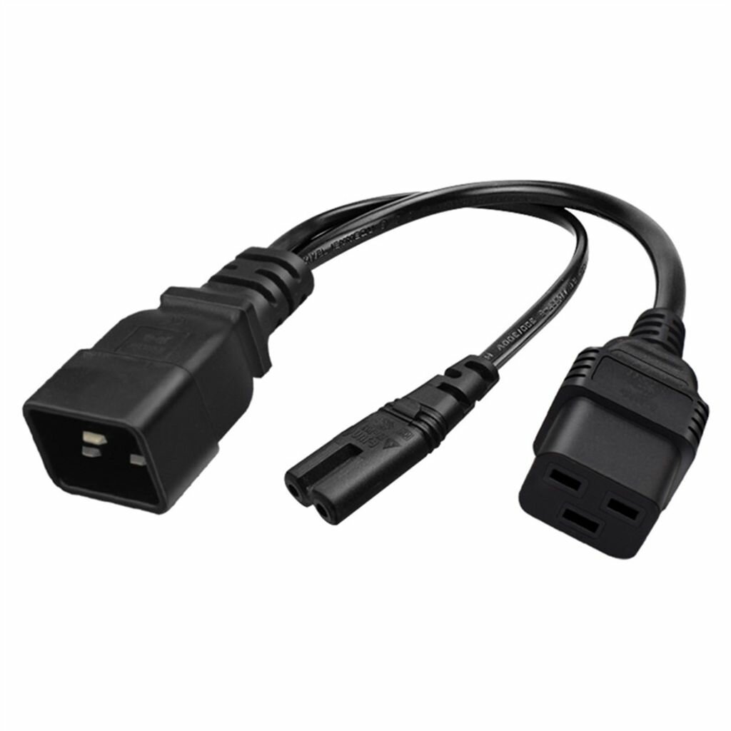 3-контактный IEC320-C20 мужской вилку на IEC320-C7+C19 Женский адаптер шнур Y-Splitter