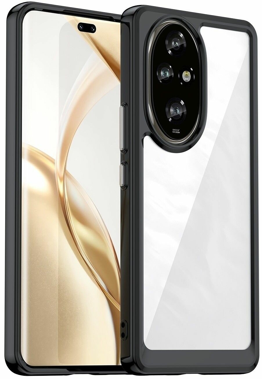 Чехол на Honor 200 Pro пластиковый с силиконовой окантовкой чёрный