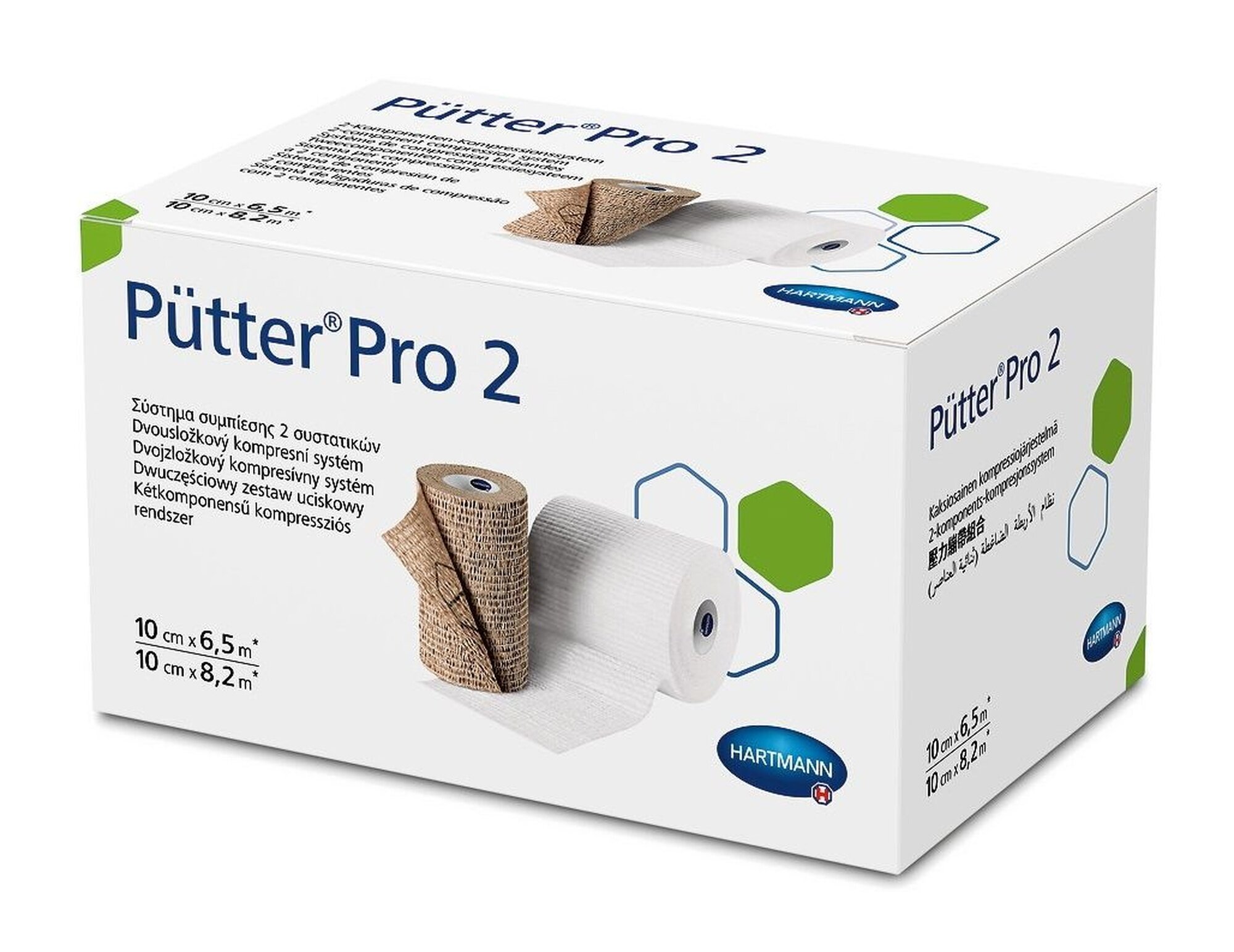 Двухкомпонентная компрессионная система PutterPro 2 (Пюттер Про 2) 10см х 6,5м/10см х 8,2м (бинт 2шт)